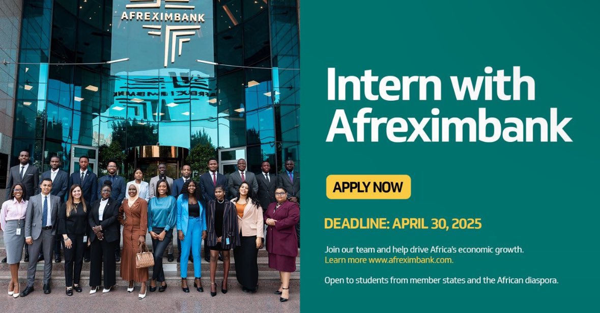 Link To Apply For The AfreximBank Internship Program 2025 for Young Africans | A monthly tax ...
