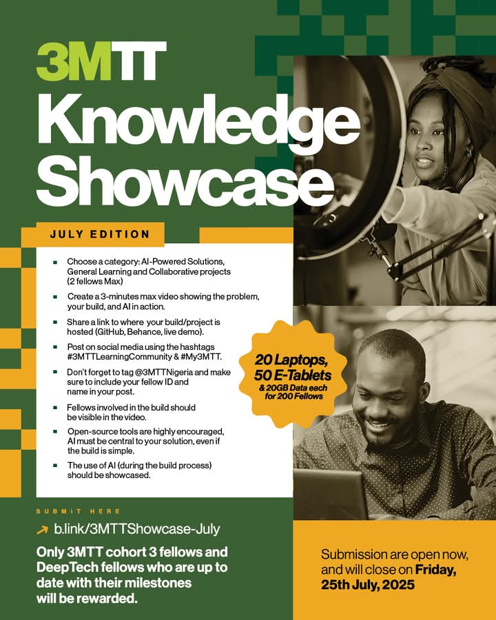 Call For Applications: 3MTT Knowledge Showcase Competition – July ...